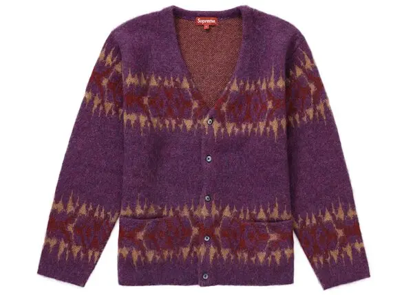Supreme Abstract Stripe Cardigan - Plum