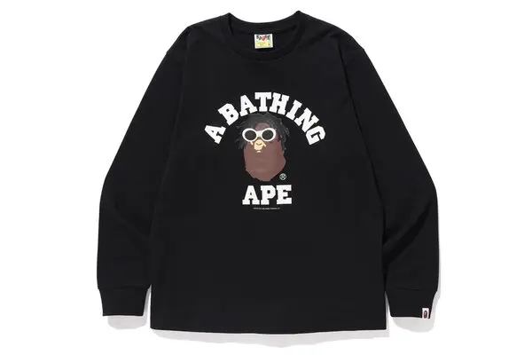 BAPE Wiz Khalifa Shark College Long Sleeve Tee Shirt - Black