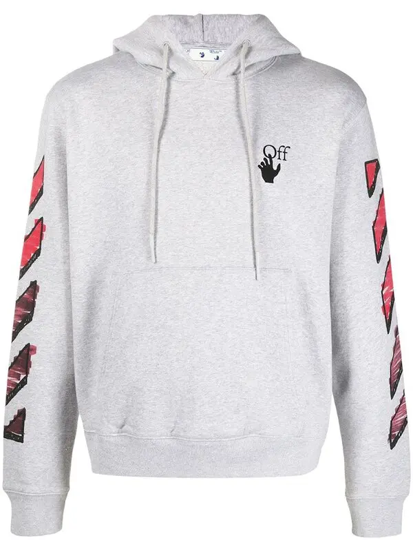 Off-White Marker Hoodie - Grey/red