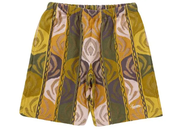 Supreme Abstract Textured Knit Shorts - Dark Olive