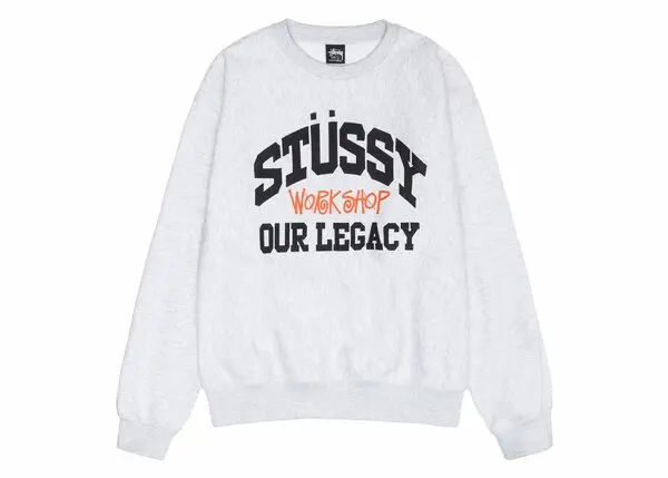 StÜssy X Our Legacy Collegiate Crewneck Sweatshirt - Ash Heather
