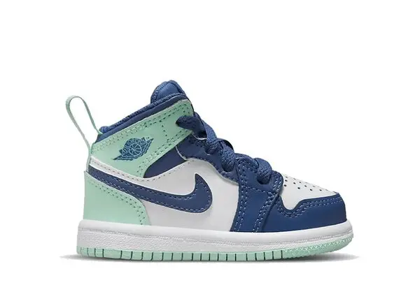 JORDAN 1 Mid Toddler Sneakers - Mystic Navy Blue/white/mint Foam
