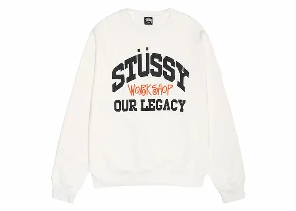 StÜssy X Our Legacy Ol Collegiate Crewneck Sweatshirt - Natural