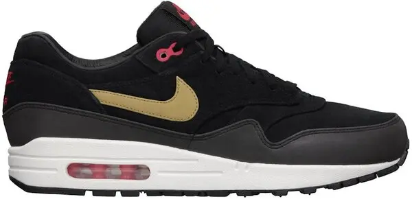 Nike Air Max 1 Sneakers - Black/metallic Gold/hyper Red