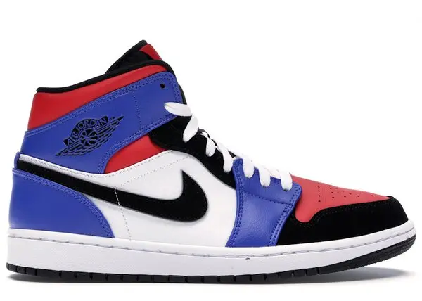 JORDAN 1 Mid Top 3 Sneakers - White/black/hyper Royal