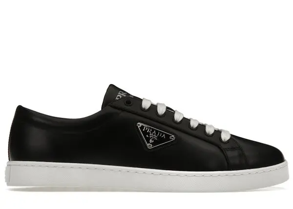 Prada Brushed Leather Sneakers - Black/white