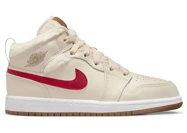 JORDAN 1 Mid Utility Fleece Sneakers - Pearl White/racer Blue/dark Driftwood