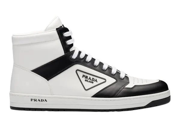 Prada District High Leather Sneakers - White/black