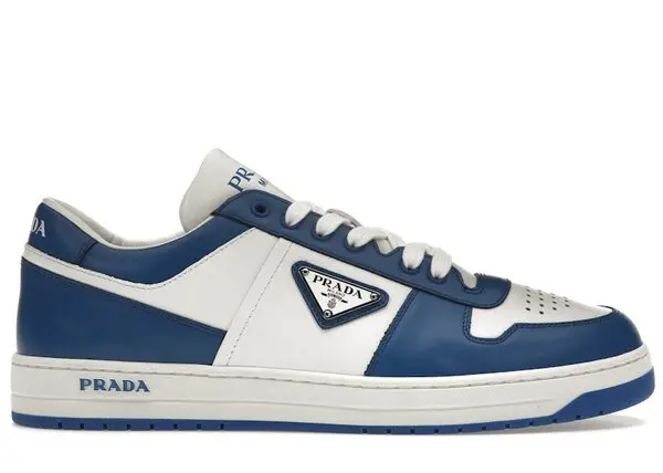 Prada Downtown Low Top Sneakers - White/cobalt Blue