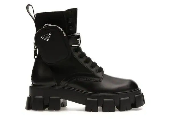 Prada Monolith 60mm Pouch Ankle Boots In Black Editorialist
