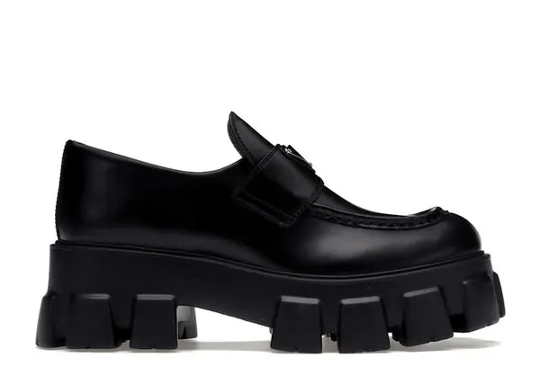 Prada Monolith 55mm Loafer - Black/silver