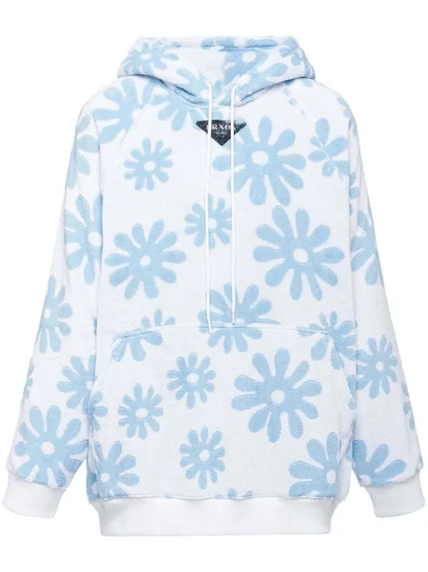 Prada Floral Print Relaxed Hoodie