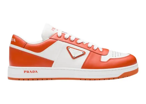 Prada Downtown Leather Low-top Sneakers - White/orange