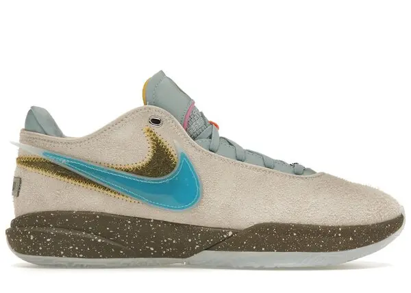 Nike Lebron 20 Unknwn Message In A Bottle Sneakers - Guava Ice/teal Nebula/emerald Rise