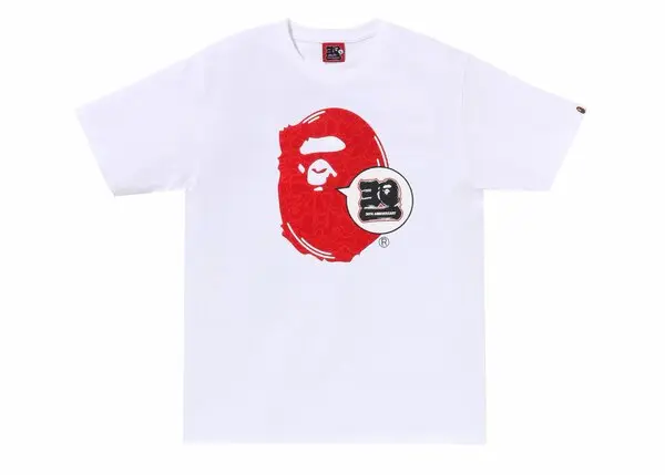 BAPE 30th Anniversary Ape Head Tee Shirt - White/red
