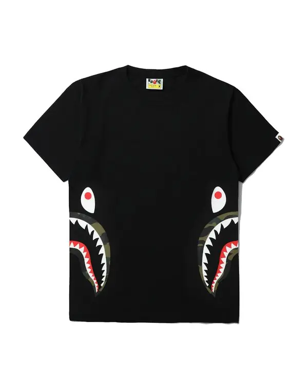 BAPE 1st Camo Side Shark Tee Shirt - Black/green