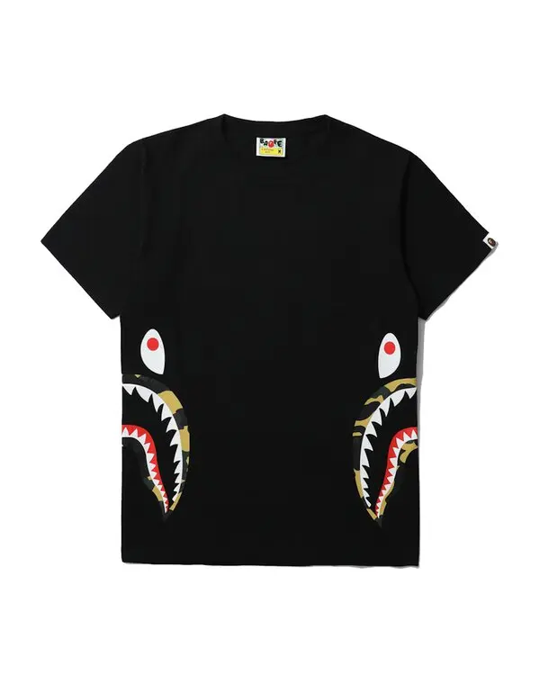 BAPE 1st Camo Side Shark Tee Shirt - Black/yellow