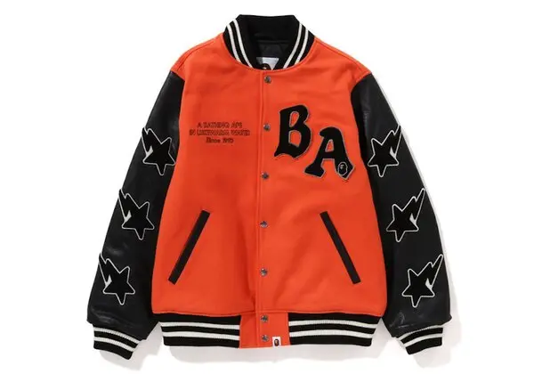BAPE Relaxed Fit Varsity Jacket - Orange