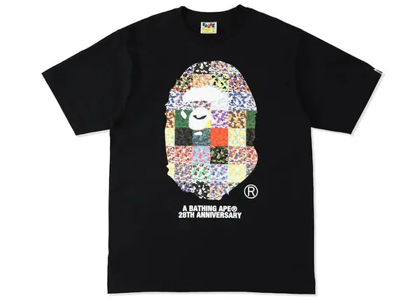 BAPE 28th Anniversary Ape Head Tee Shirt - Black