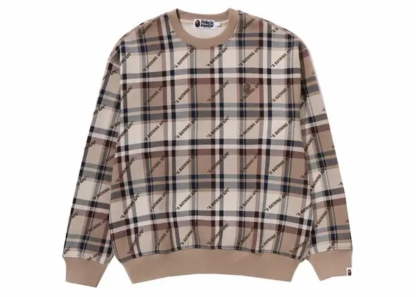 BAPE A Bathing Ape Logo Check Sweatshirt