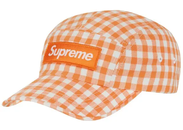 Supreme Gingham Camp Cap - Orange