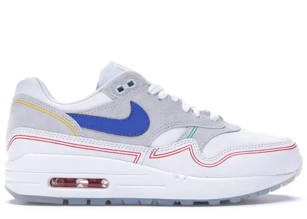 Nike Air Max 1 Centre Pompidou Day Sneakers - Pure Platinum/royal Blue/white