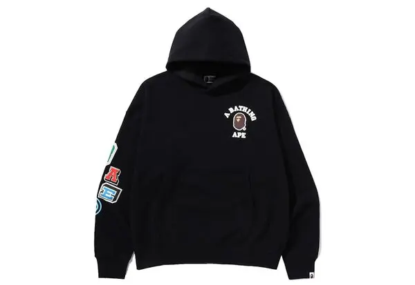 BAPE Fonts Loose Fit Pullover Hoodie - Black