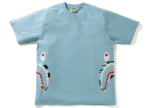 BAPE New Camo Side Shark Relaxed Tee Shirt - Blue