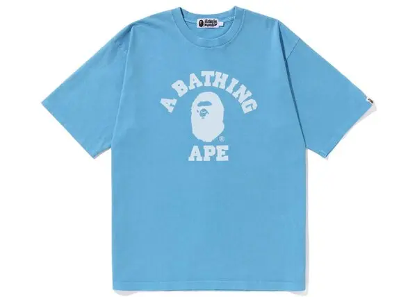 BAPE Pigment Dyed College Relaxed Fit Tee Shirt - Sax