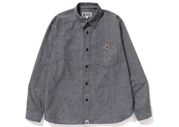 BAPE One Point Relaxed Fit Chambray Shirt - Black