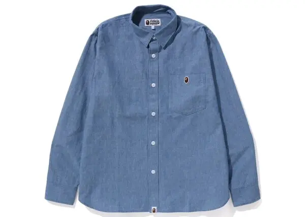 BAPE One Point Relaxed Fit Chambray Shirt - Indigo