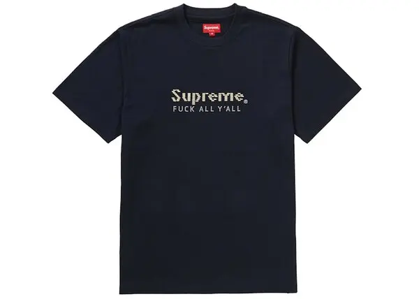 Supreme Gold Bars Tee Shirt - Navy Blue