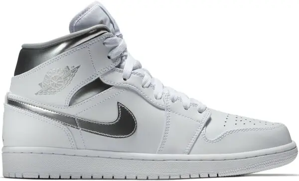 JORDAN 1 Retro Mid Sneakers - White/metallic Silver
