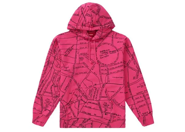 Supreme Gonz Embroidered Map Hooded Sweatshirt - Magenta