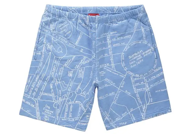 Supreme Gonz Embroidered Map Sweatshort - Columbia Blue