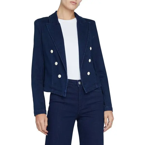 L'Agence Wayne Crop Denim Double Breasted Jacket - Palomino