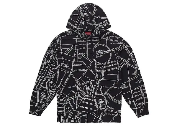 Supreme Gonz Embroidered Map Hooded Sweatshirt - Black
