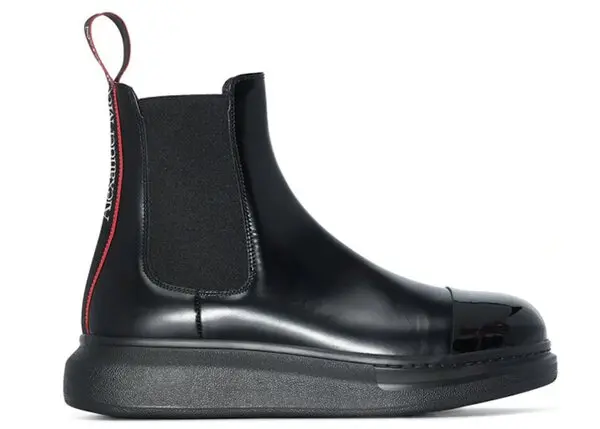 Alexander McQueen Hybrid Leather Chelsea Boot - Black/red