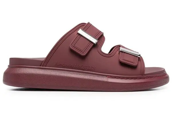 Alexander McQueen Hybrid Buckled Rubber Sandals - Burgundy