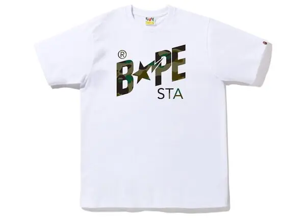 BAPE 1st Camo Sta Logo Tee Shirt - White Green