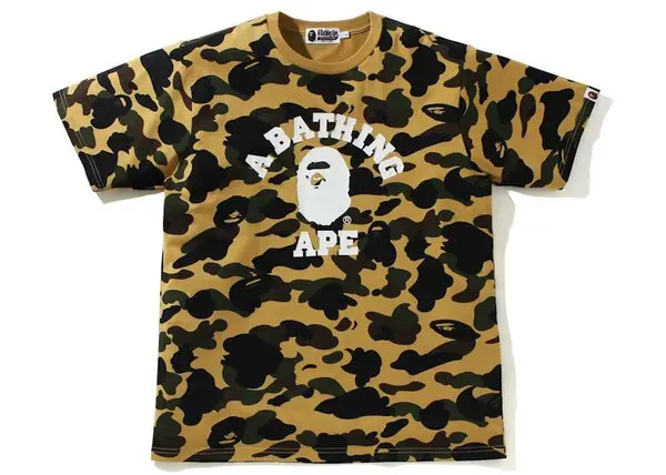 BAPE 1st Camo College Tee Shirt - Yellow