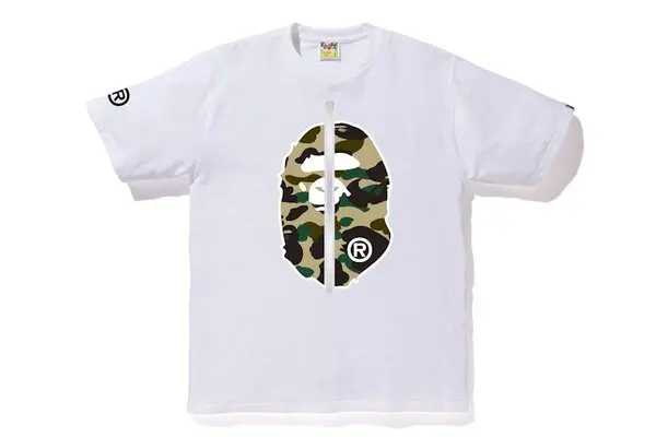 BAPE 1st Camo 2nd Ape Tee Shirt - White/yellow