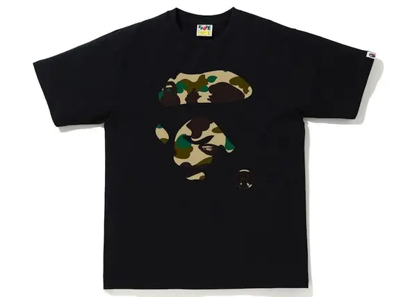 BAPE 1st Camo Ape Face Tee Shirt - Black/yellow