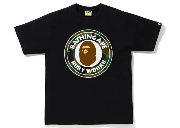 BAPE 1st Camo Busy Works Tee Shirt - Black/green