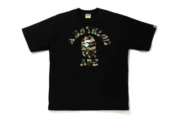 BAPE 1st Camo College Relaxe Fit Tee Shirt - Black/yellow