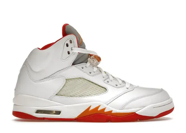 JORDAN 5 Retro High-top Sneakers - White/fire Red/sunset