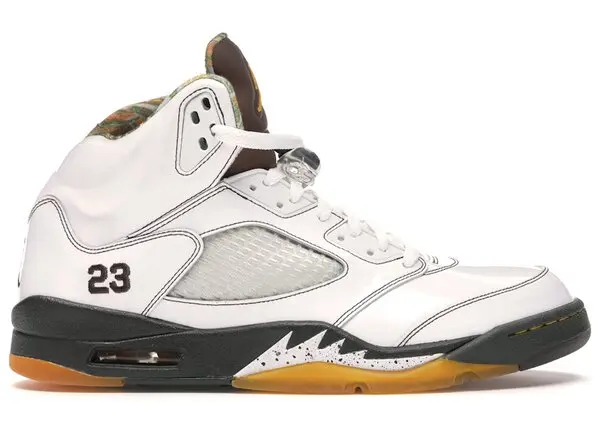 JORDAN 5 Retro Sneakers - White/dark Cinder/dark Army