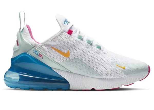 Nike Air Max 270 Sneakers - White/university Gold/laser Fuchsia