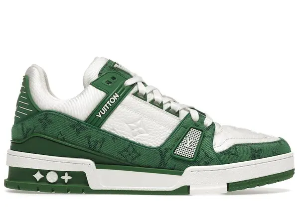LOUIS VUITTON Trainer Monogram Denimin Sneakers - Green/white