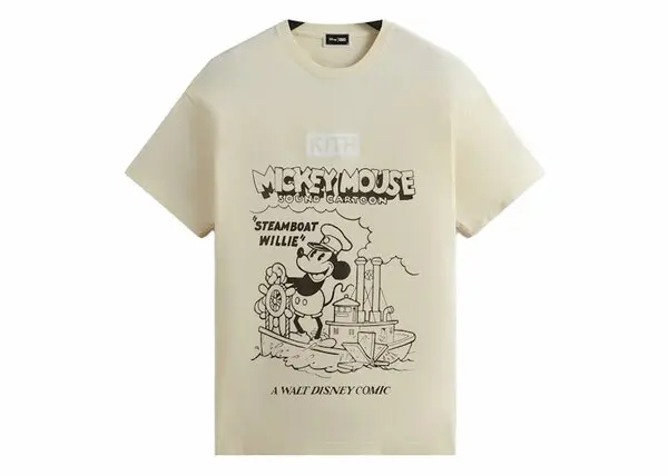 Kith X Disney Mickey & Friends Steamboat Willie Vintage Tee Shirt - Sandrift